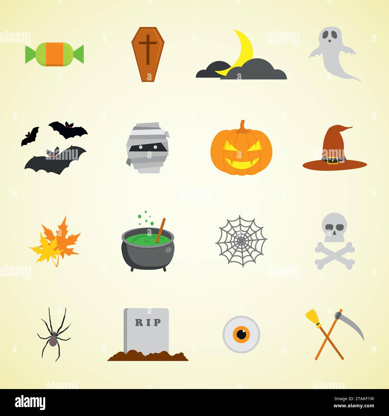 Halloween icons set. Flat design Vector Illustration Stock Vector Image ...