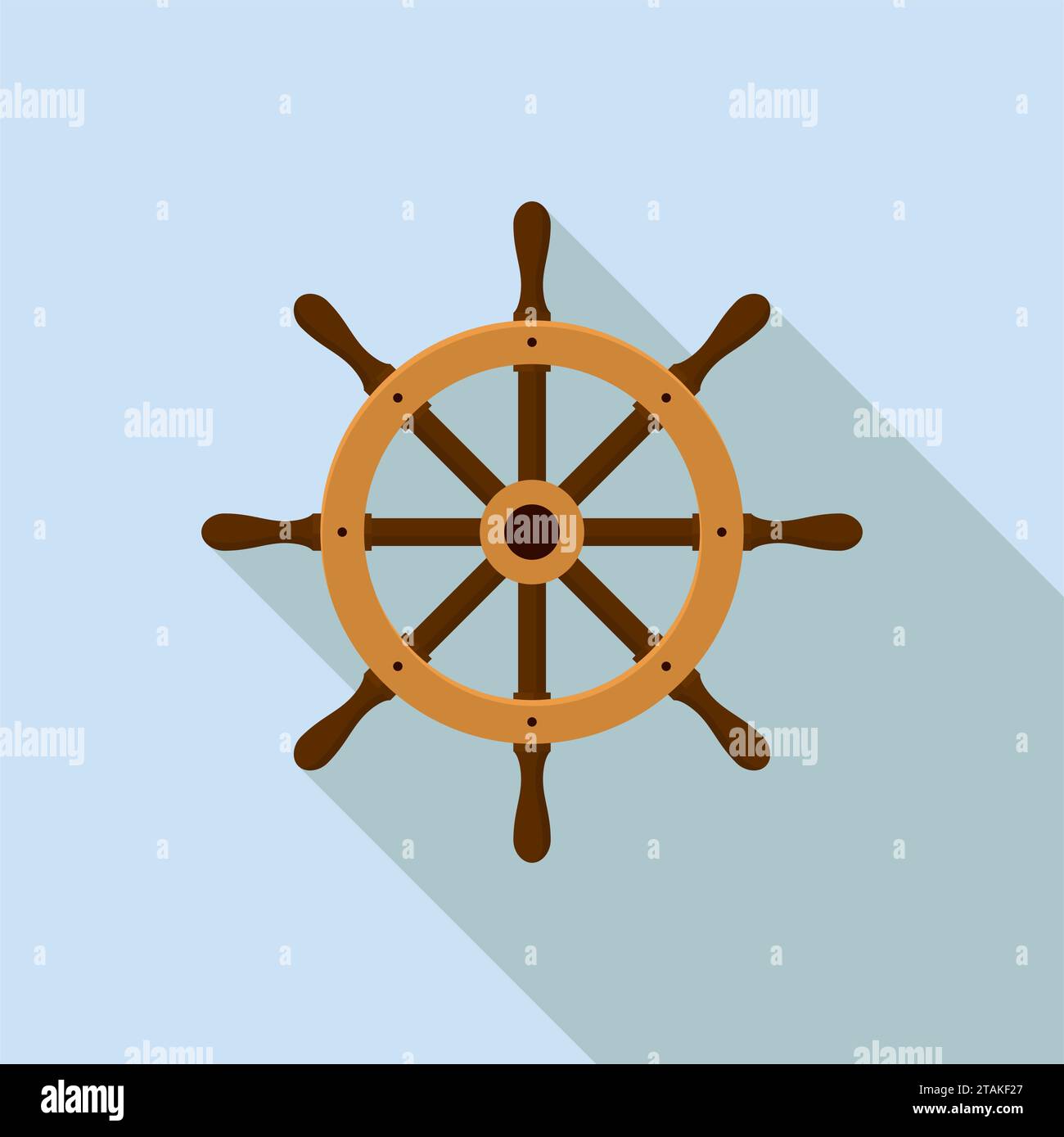 Ship helm on blue background. Yacht steering wheel vector in flat style ...