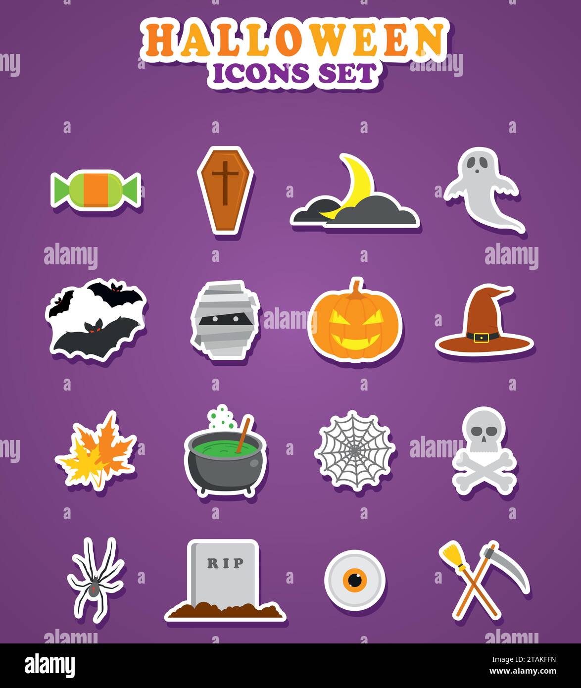 Halloween Icons Stickers Vector Illustration Flat Design Stock Vector Image And Art Alamy