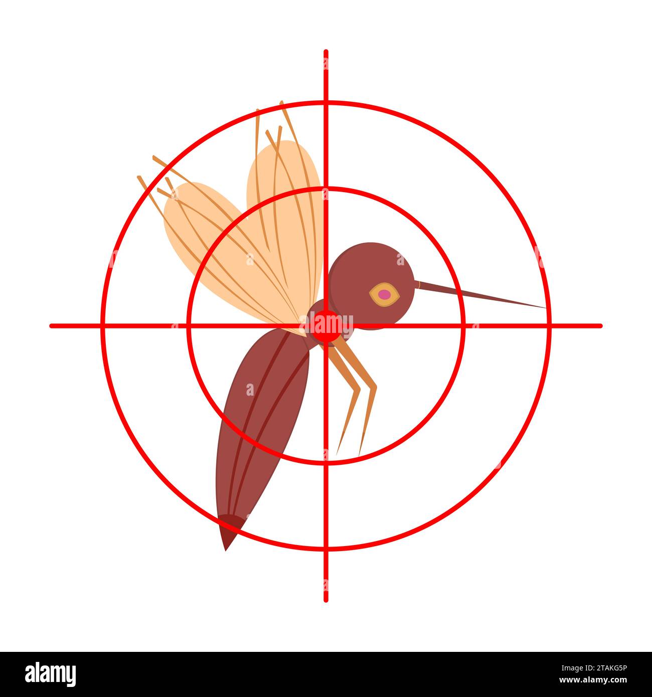 Mosquito, gnat, midge and aim, target. Side view. Insect protection ...