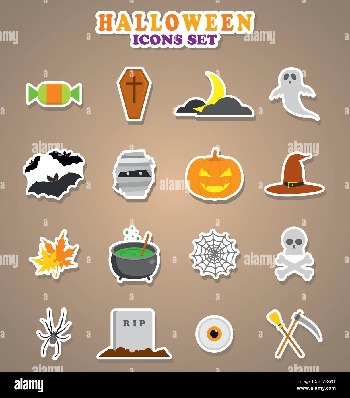 Halloween icons. Stickers Vector Illustration Flat design Stock Vector ...