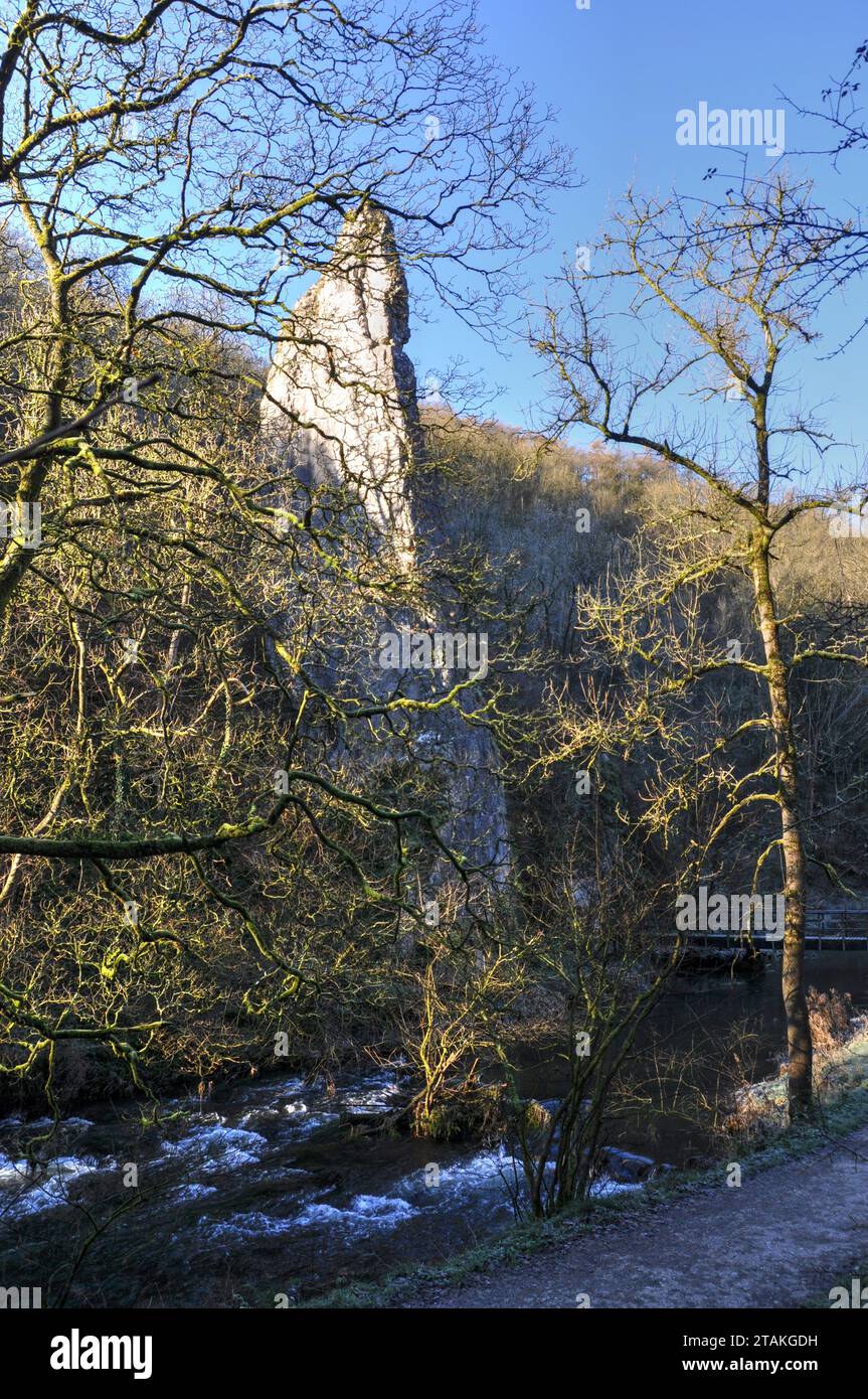 Ilam rock spire, Dovedale, Peak District Stock Photo - Alamy