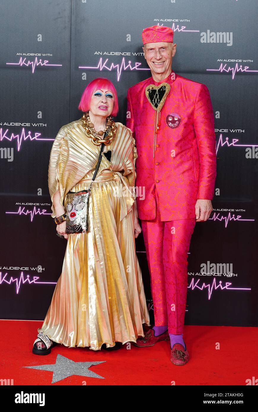Zandra Rhodes attending An Audience With Kylie at the Royal Albert Hall ...
