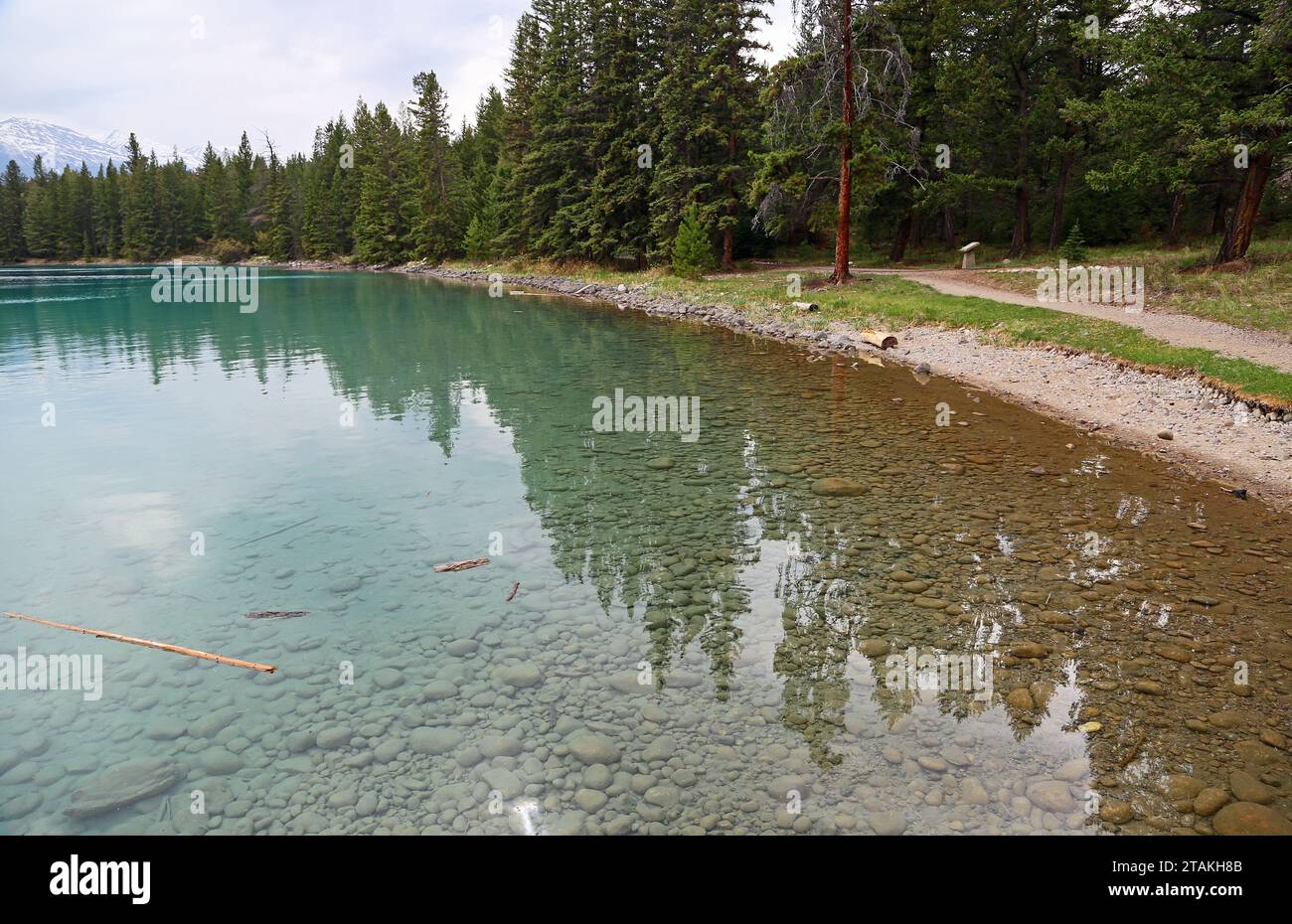 Lake Annette shore, Canada Stock Photo - Alamy