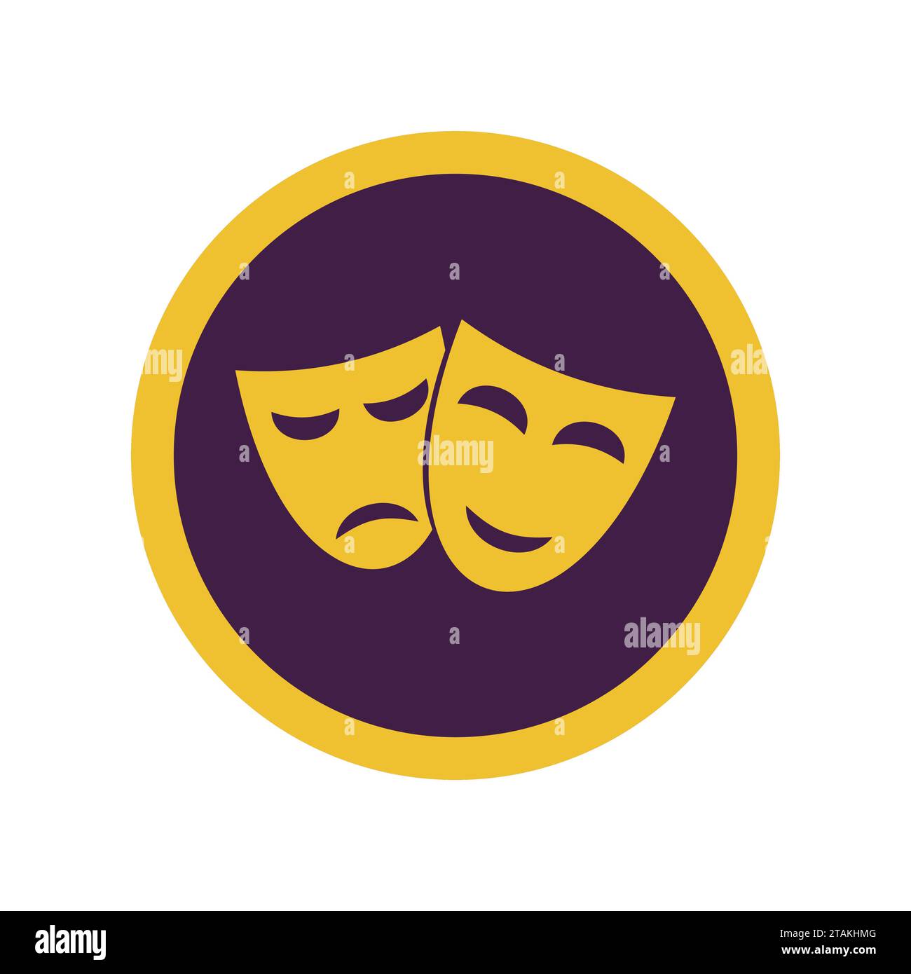 Theater happy and sad masks isolated on white background. Vector ...
