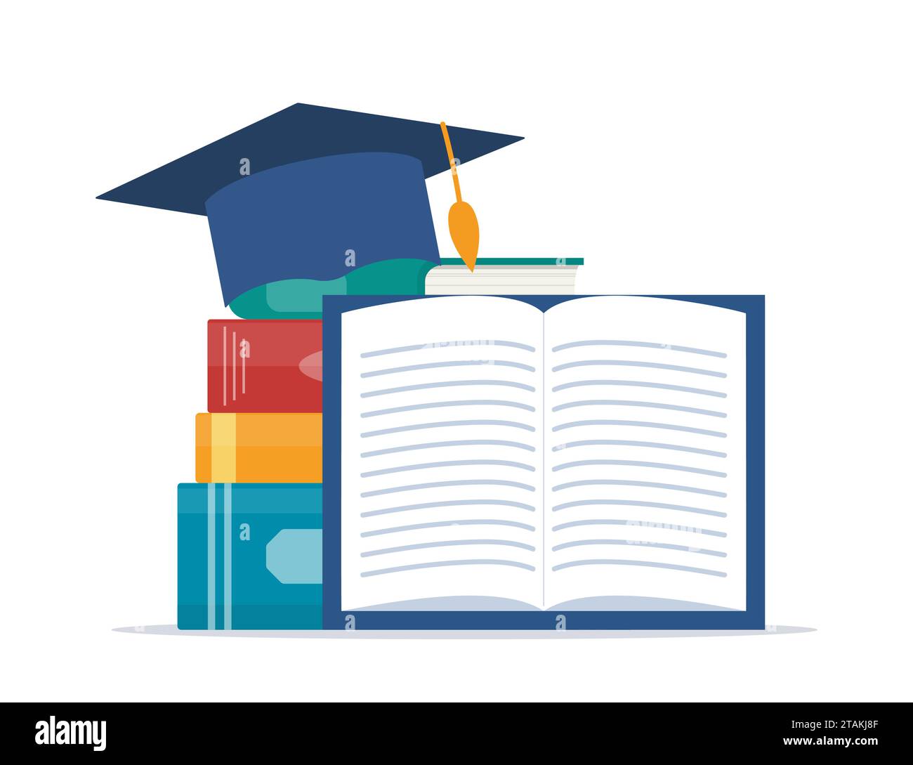Black graduation cap on stack of books. Education and graduation ...