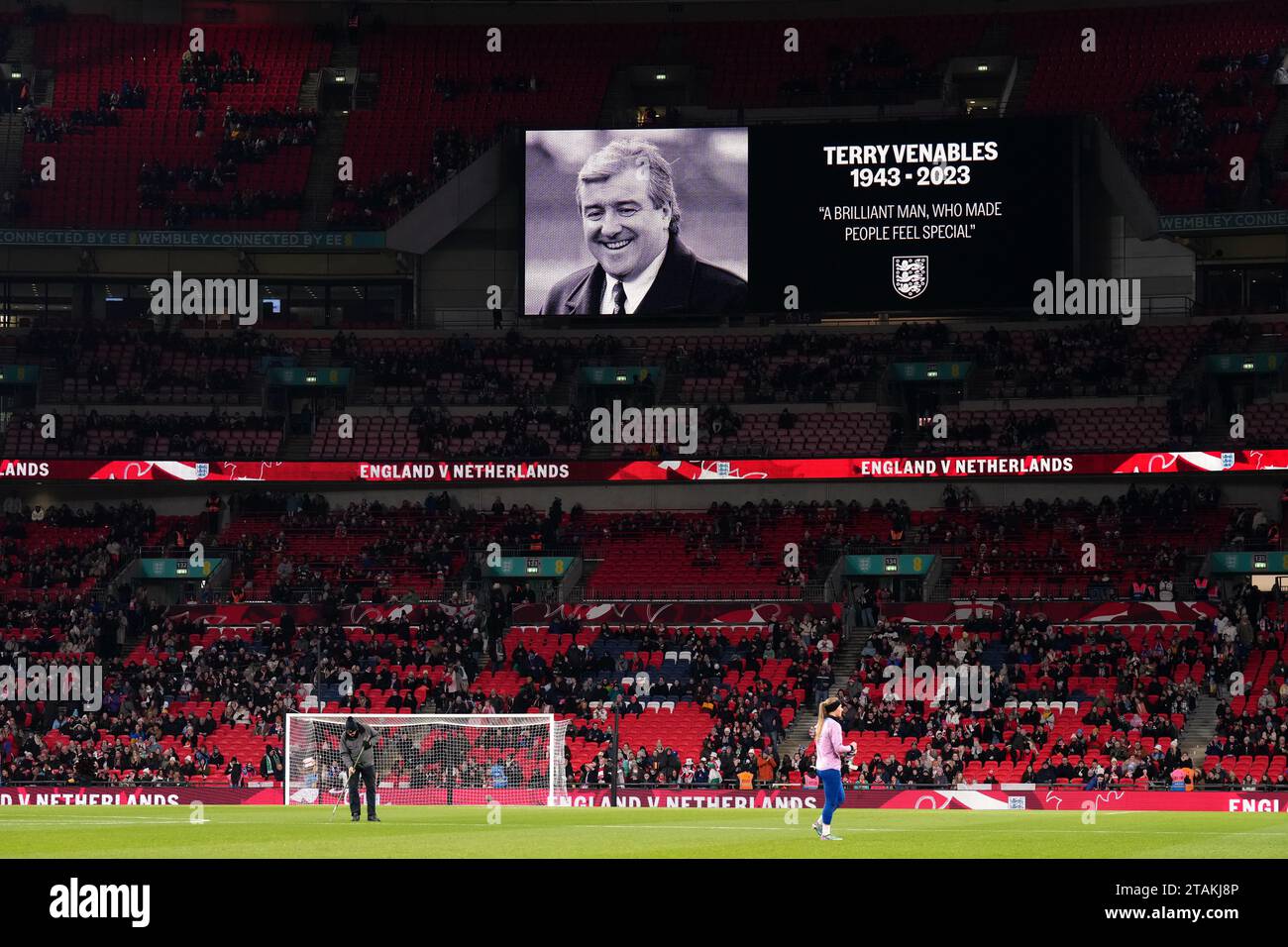 A tribute on the big screen to Terry Venables during the UEFA Women's ...