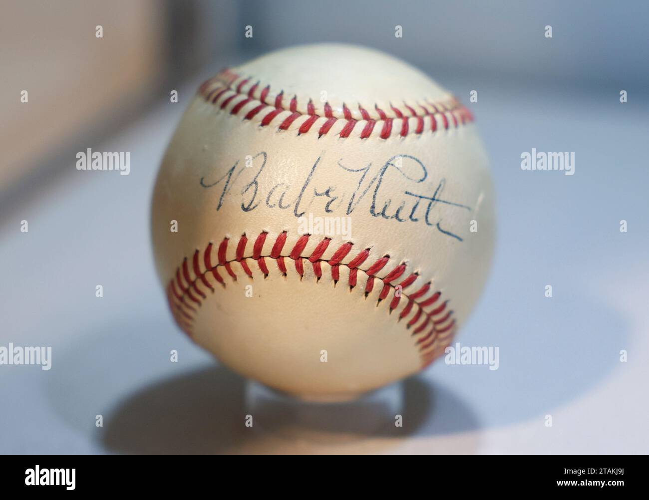 New York, United States. 01st Dec, 2023. A Babe Ruth signed baseball is ...
