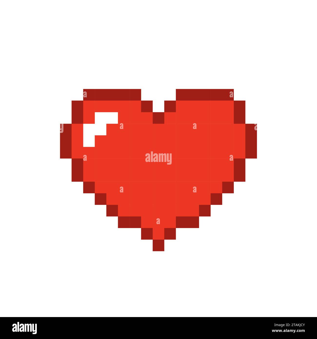 Heart pixel red icon isolated on white background. Romantic love vector ...