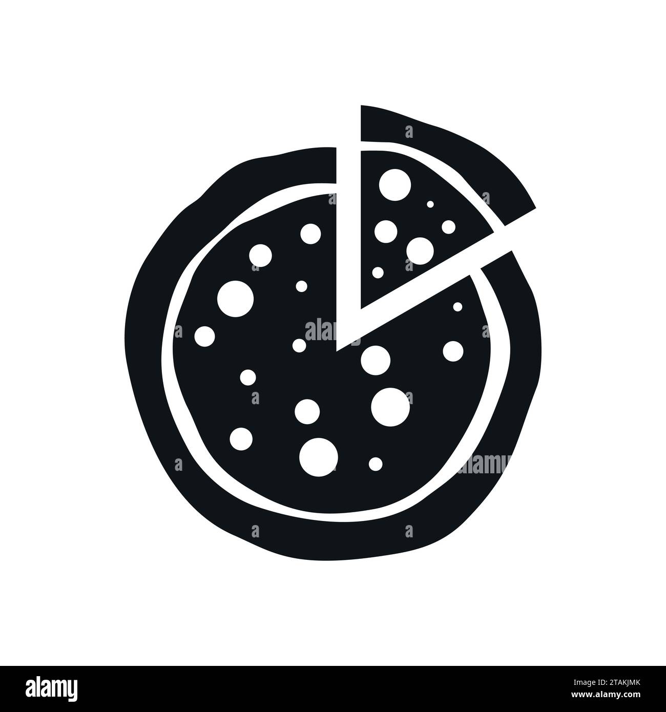 Icon Pizza in flat style isolated on white background. Food silhouette ...