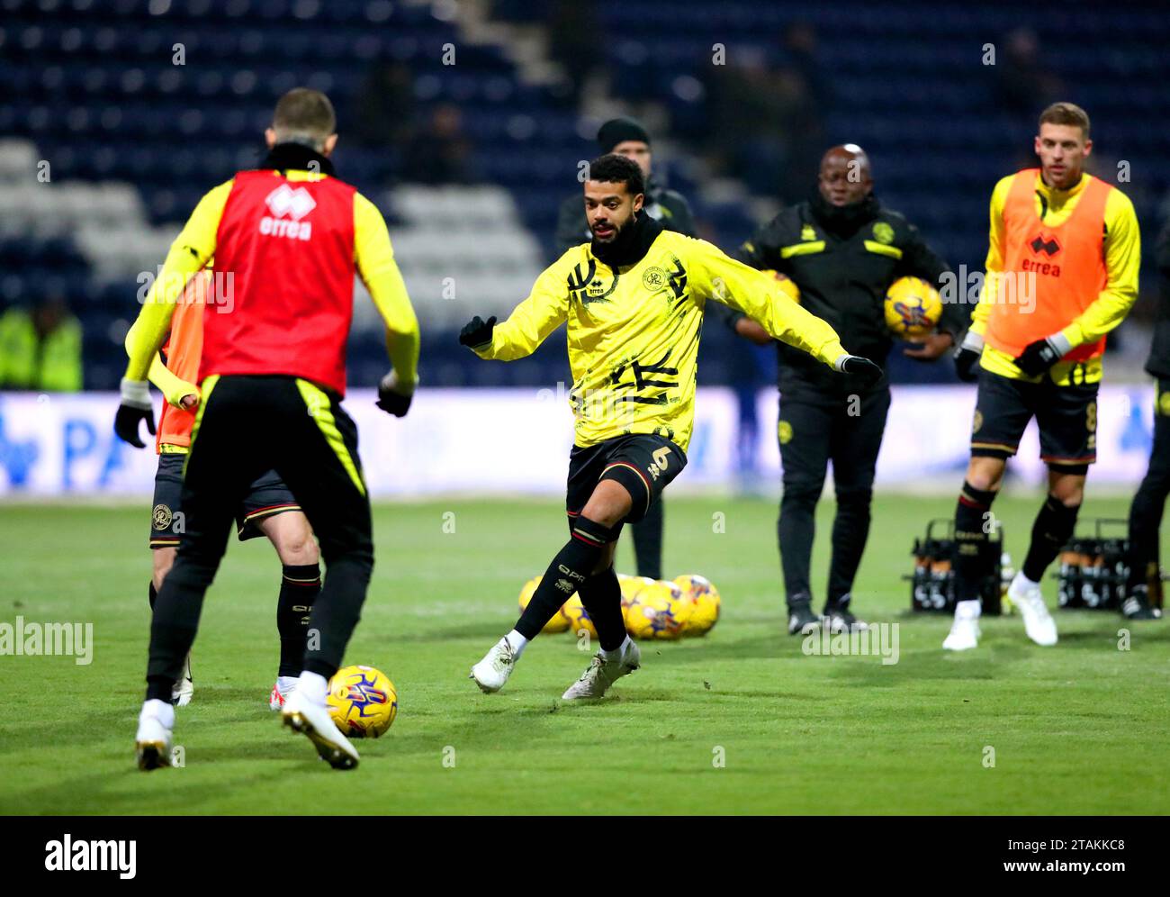 Queens Park Rangers' Jake Clarke-Salter (centre) warms up ahead of the ...