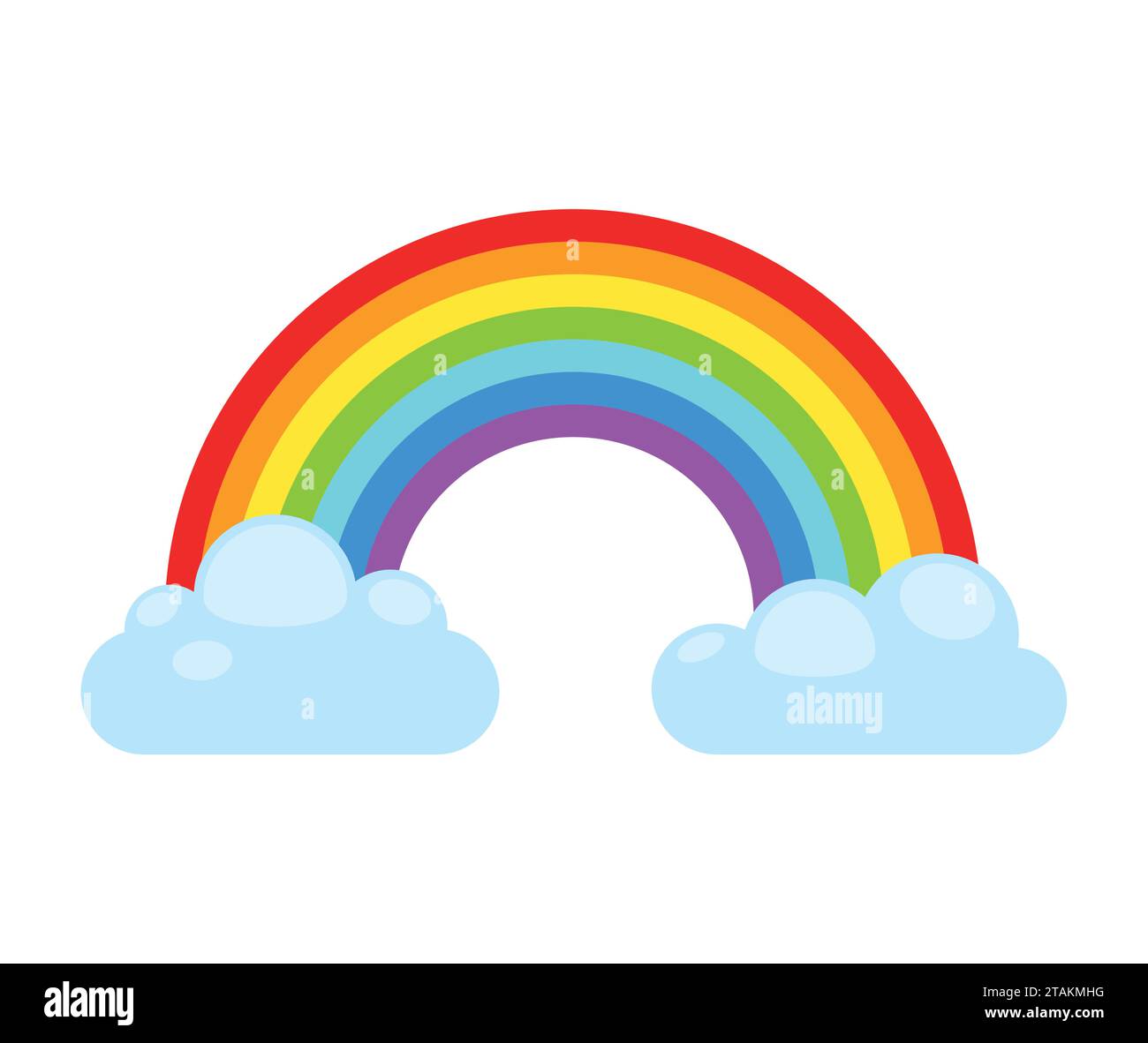 Rainbow and clouds isolated on white background. Nature sign cloud ...