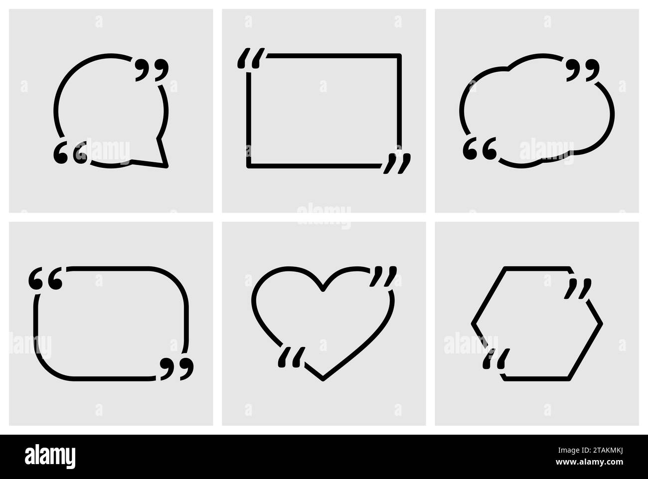 Website review quote icon citation blank template. Quote bubble comment template isolated on ...