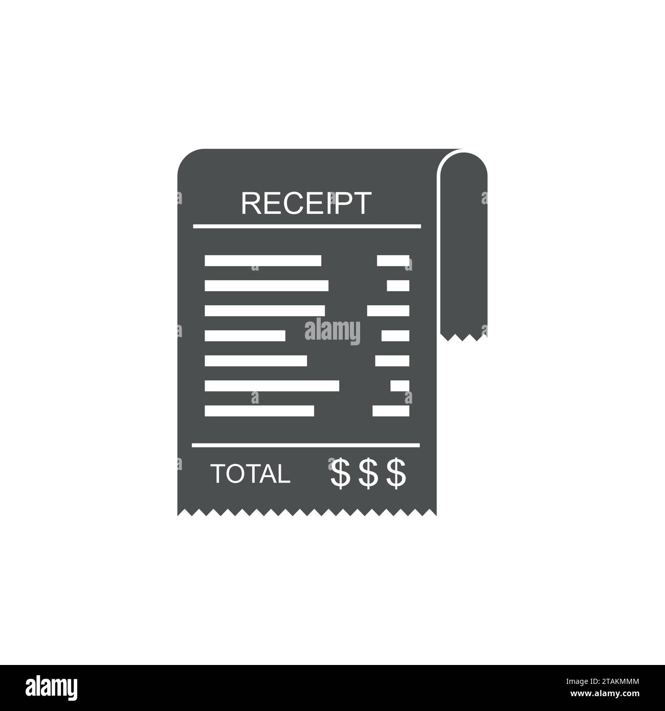 Receipt vector icon in a flat style. Invoice icon, total bill icon with ...