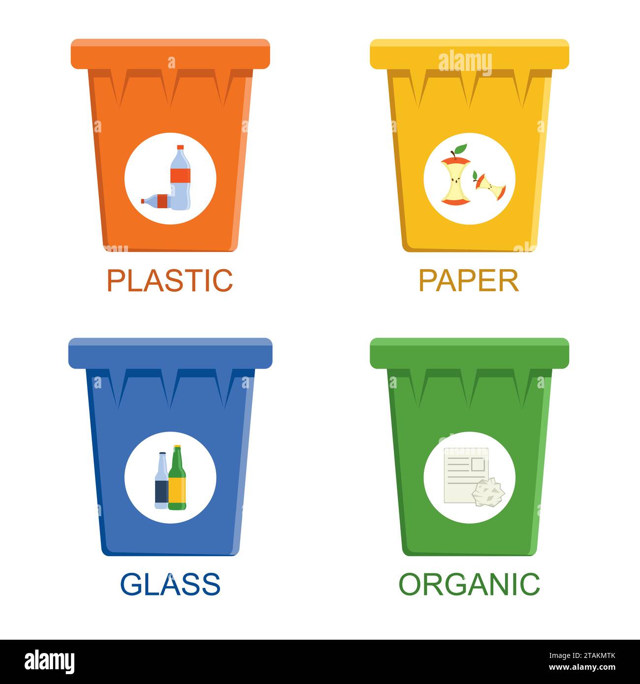 Separation recycling bins. Waste segregation management concept. Vector ...