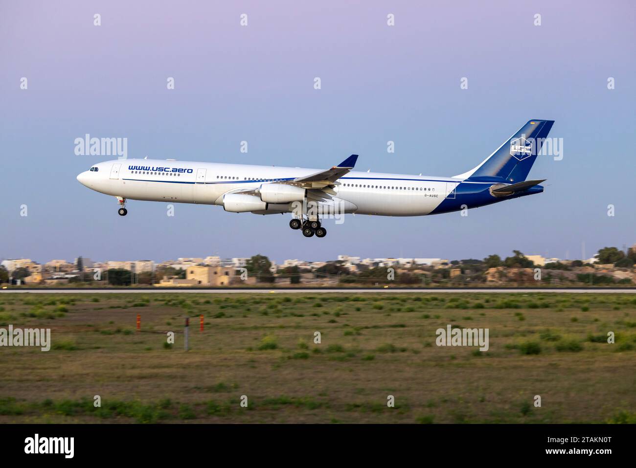 Universal Sky Carrier (USC) Airbus A340-313 (REG: D-AUSC) landing ...