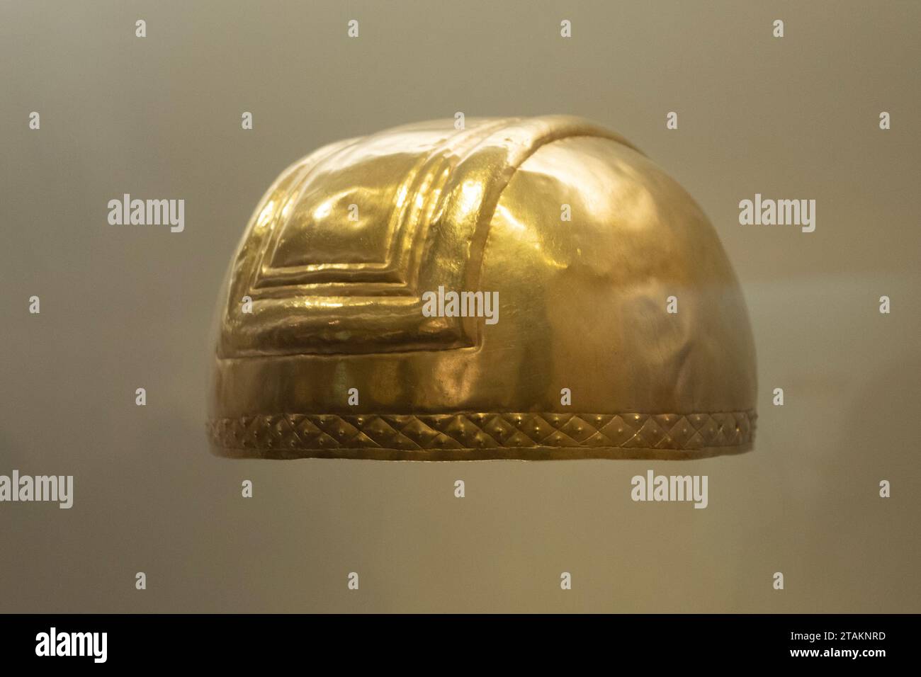 Ancient indigenous golden chief helmet at golden museum Stock Photo - Alamy
