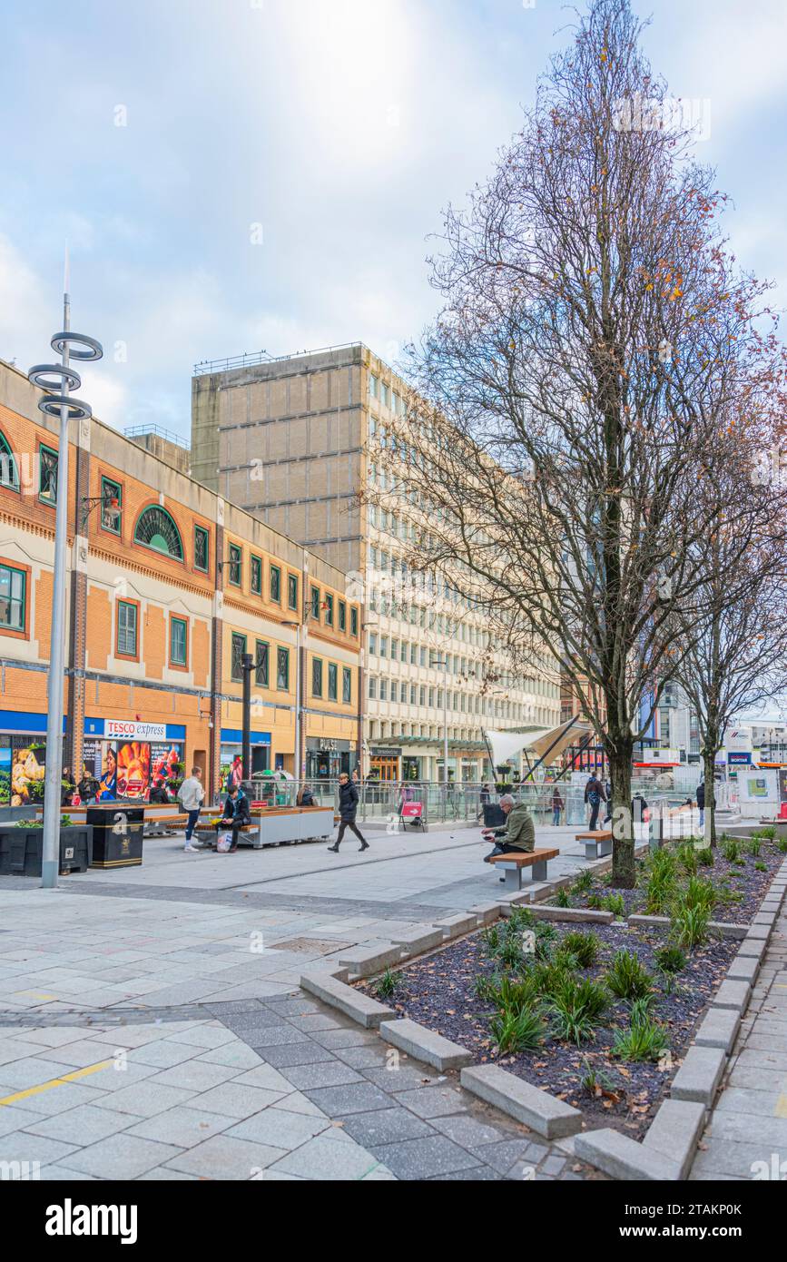 The reopening of Churchill Way Canal in Cardiff's City Centre Stock ...