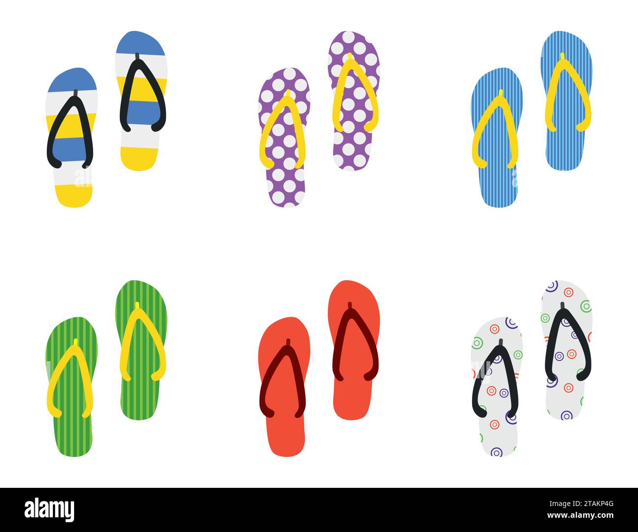 Set of Beach Slippers icon in flat style isolated on white background. Vector Illustration Stock ...