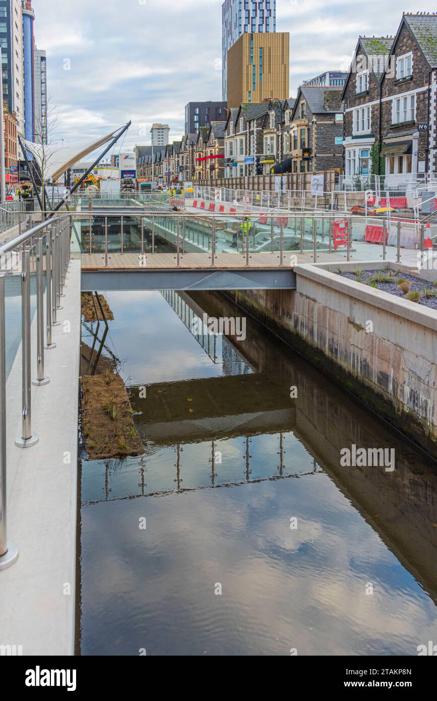 The reopening of Churchill Way Canal in Cardiff's City Centre Stock ...