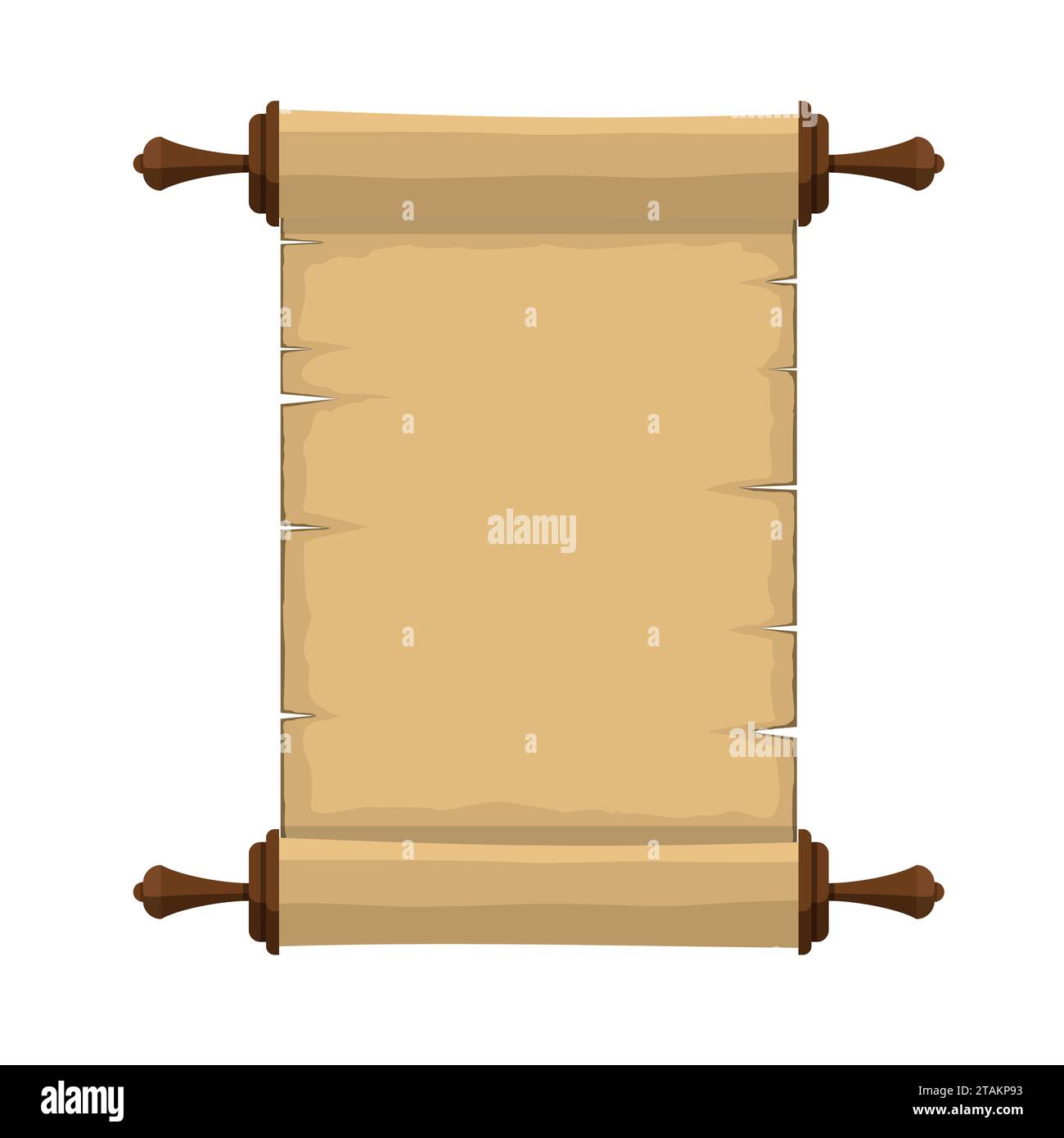 Blank old ancient scroll of papyrus paper cartoon isolated on white ...