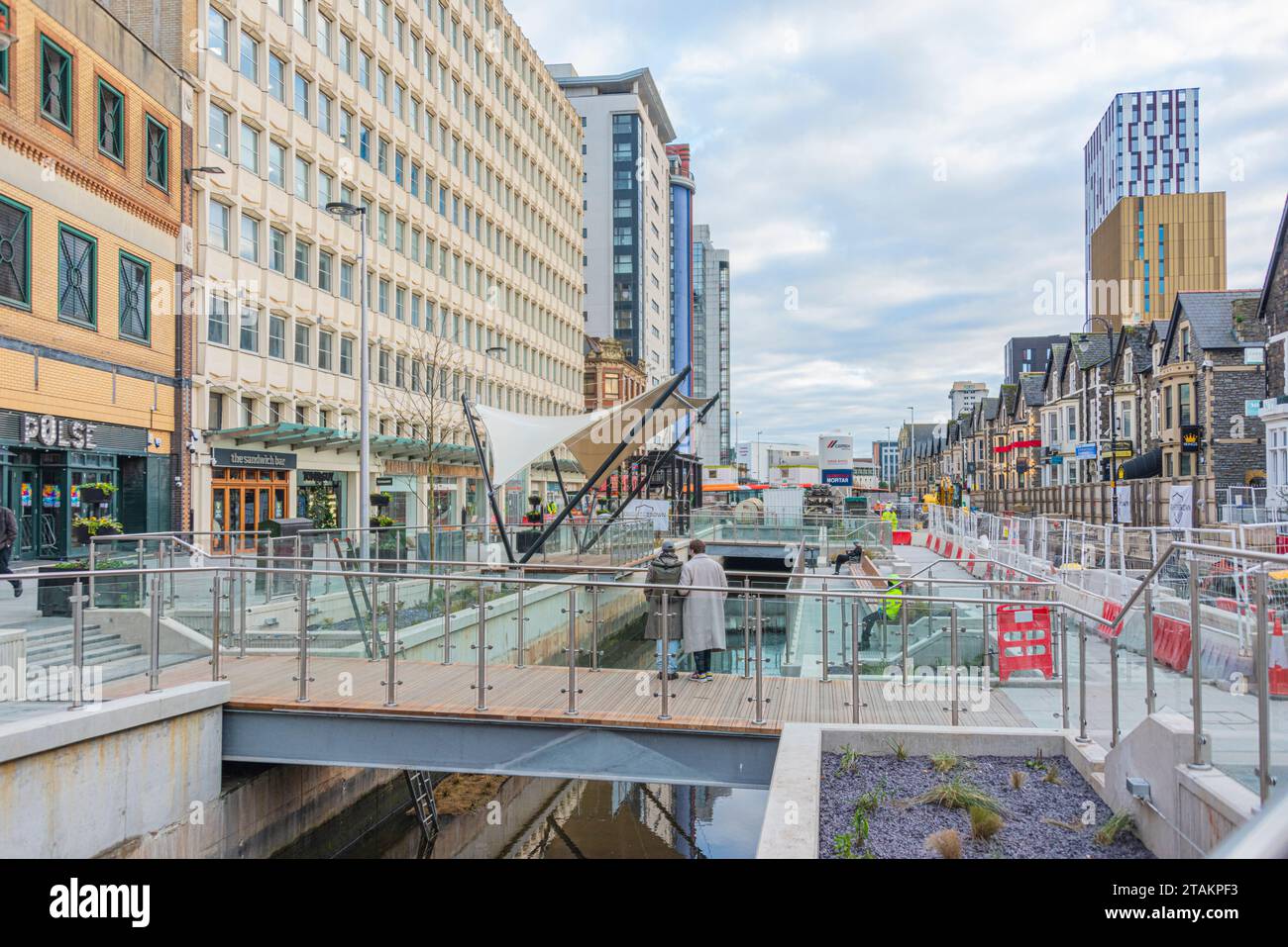 The reopening of Churchill Way Canal in Cardiff's City Centre Stock ...