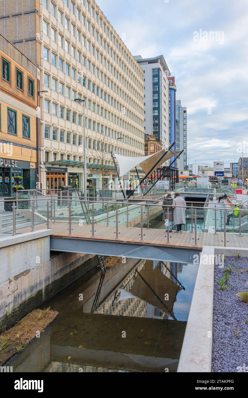 The reopening of Churchill Way Canal in Cardiff's City Centre Stock ...