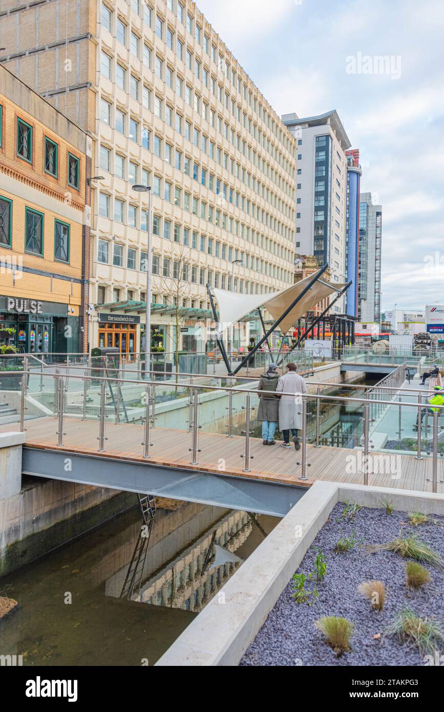 The reopening of Churchill Way Canal in Cardiff's City Centre Stock ...