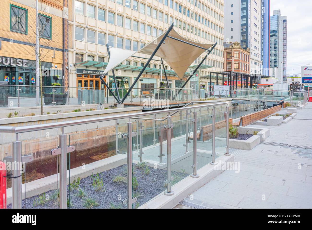 The reopening of Churchill Way Canal in Cardiff's City Centre Stock ...