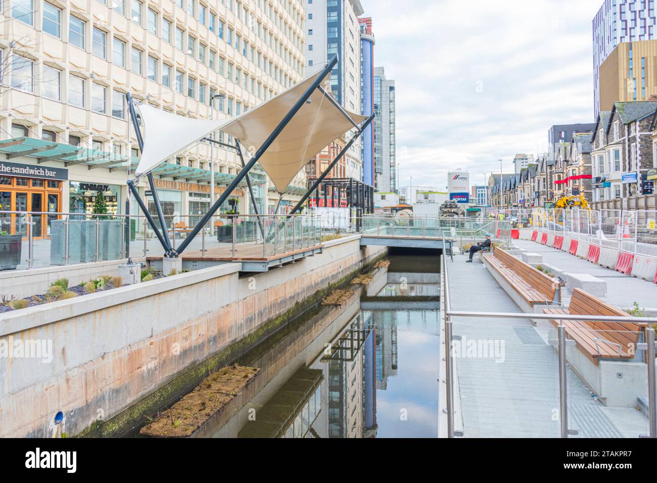 The reopening of Churchill Way Canal in Cardiff's City Centre Stock ...