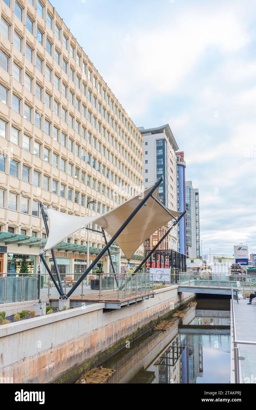 The reopening of Churchill Way Canal in Cardiff's City Centre Stock ...