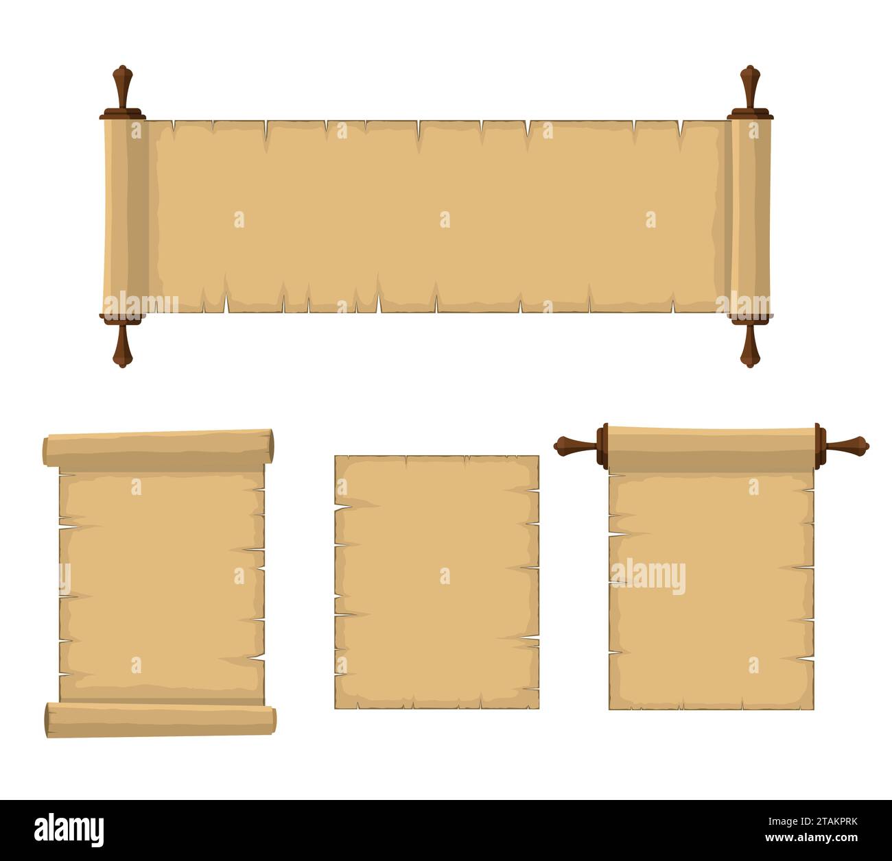 Blank old scrolls of papyrus paper set isolated on white background ... Blank old scrolls of papyrus paper set isolated on white background ...