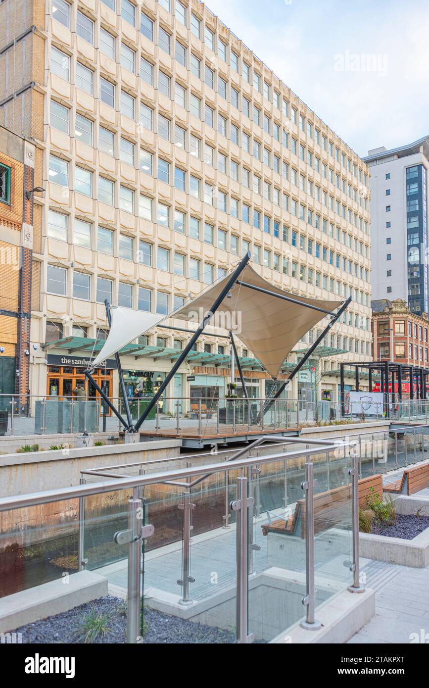The reopening of Churchill Way Canal in Cardiff's City Centre Stock ...