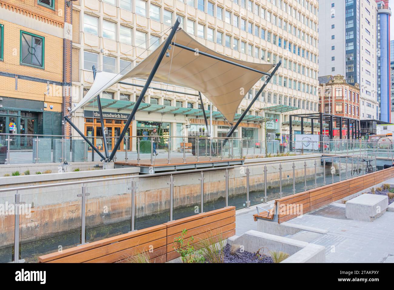 The reopening of Churchill Way Canal in Cardiff's City Centre Stock ...