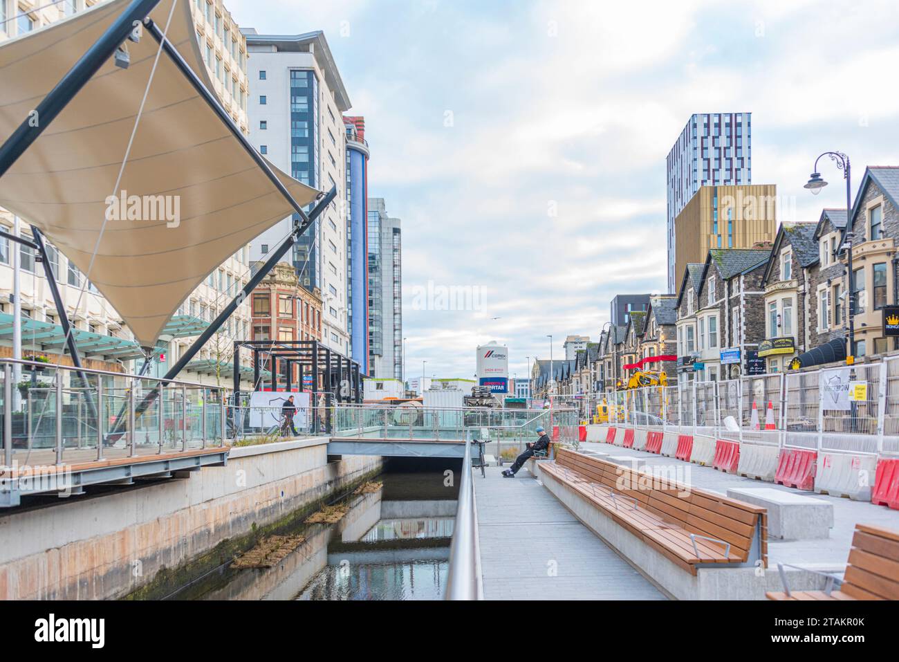 The reopening of Churchill Way Canal in Cardiff's City Centre Stock ...