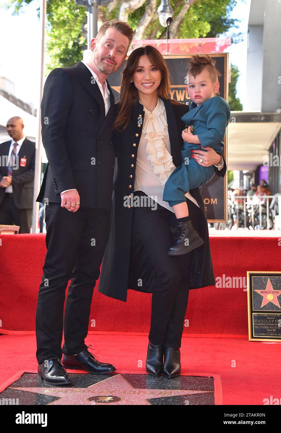 Macaulay Culkin, from left, Brenda Song, and son Dakota Song Culkin ...