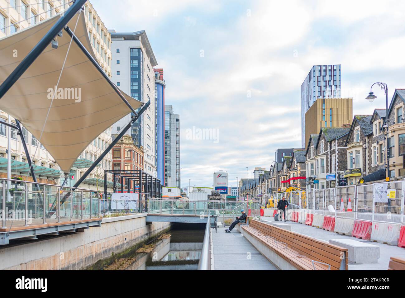 The reopening of Churchill Way Canal in Cardiff's City Centre Stock ...