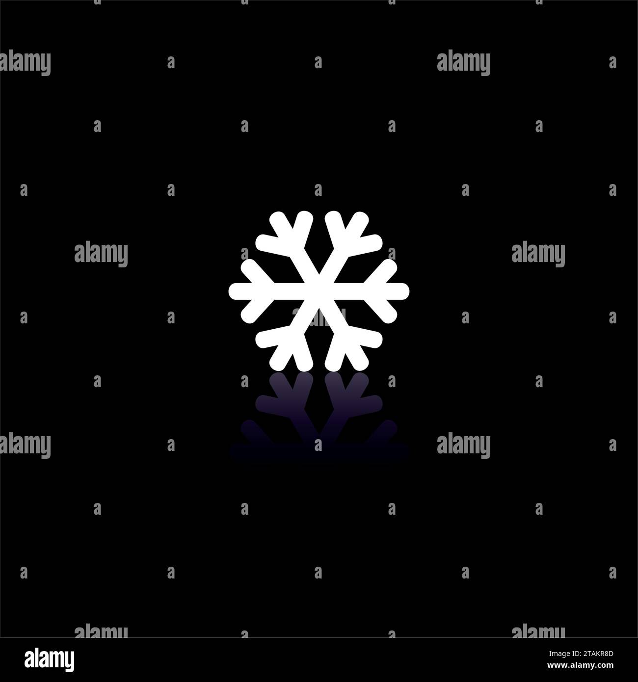 White Snowflake icon with reflection on black background. Vector ...
