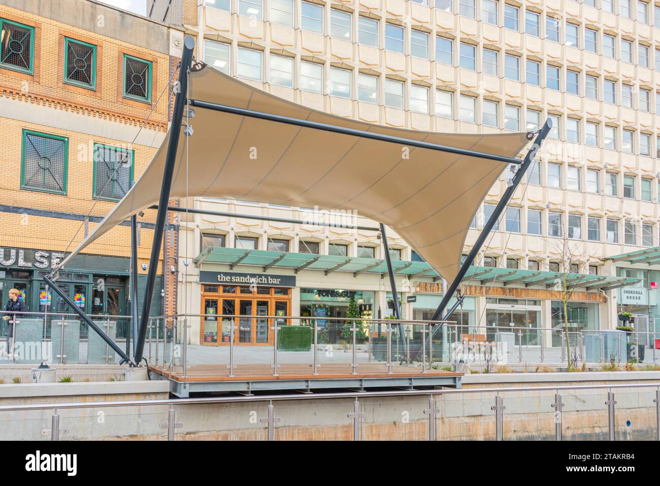 The reopening of Churchill Way Canal in Cardiff's City Centre Stock ...