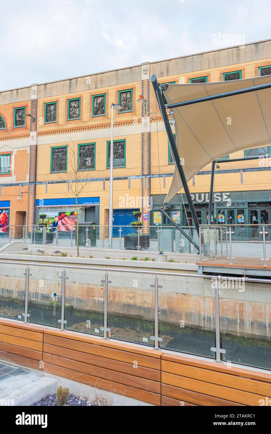 The reopening of Churchill Way Canal in Cardiff's City Centre Stock ...