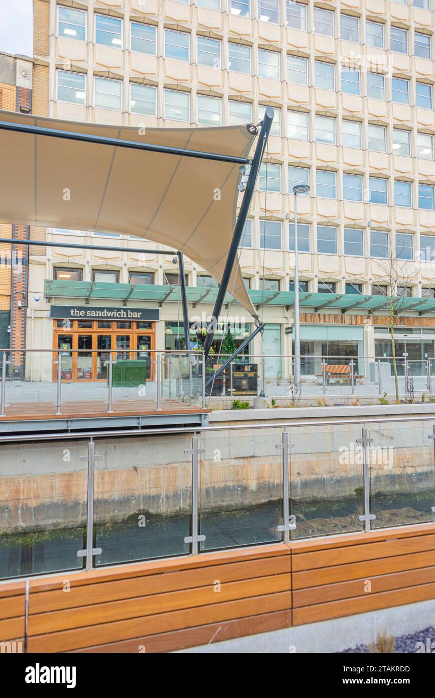 The reopening of Churchill Way Canal in Cardiff's City Centre Stock ...