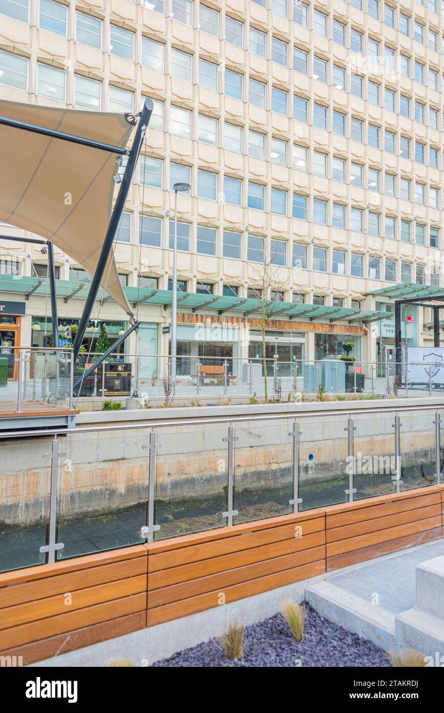 The reopening of Churchill Way Canal in Cardiff's City Centre Stock ...