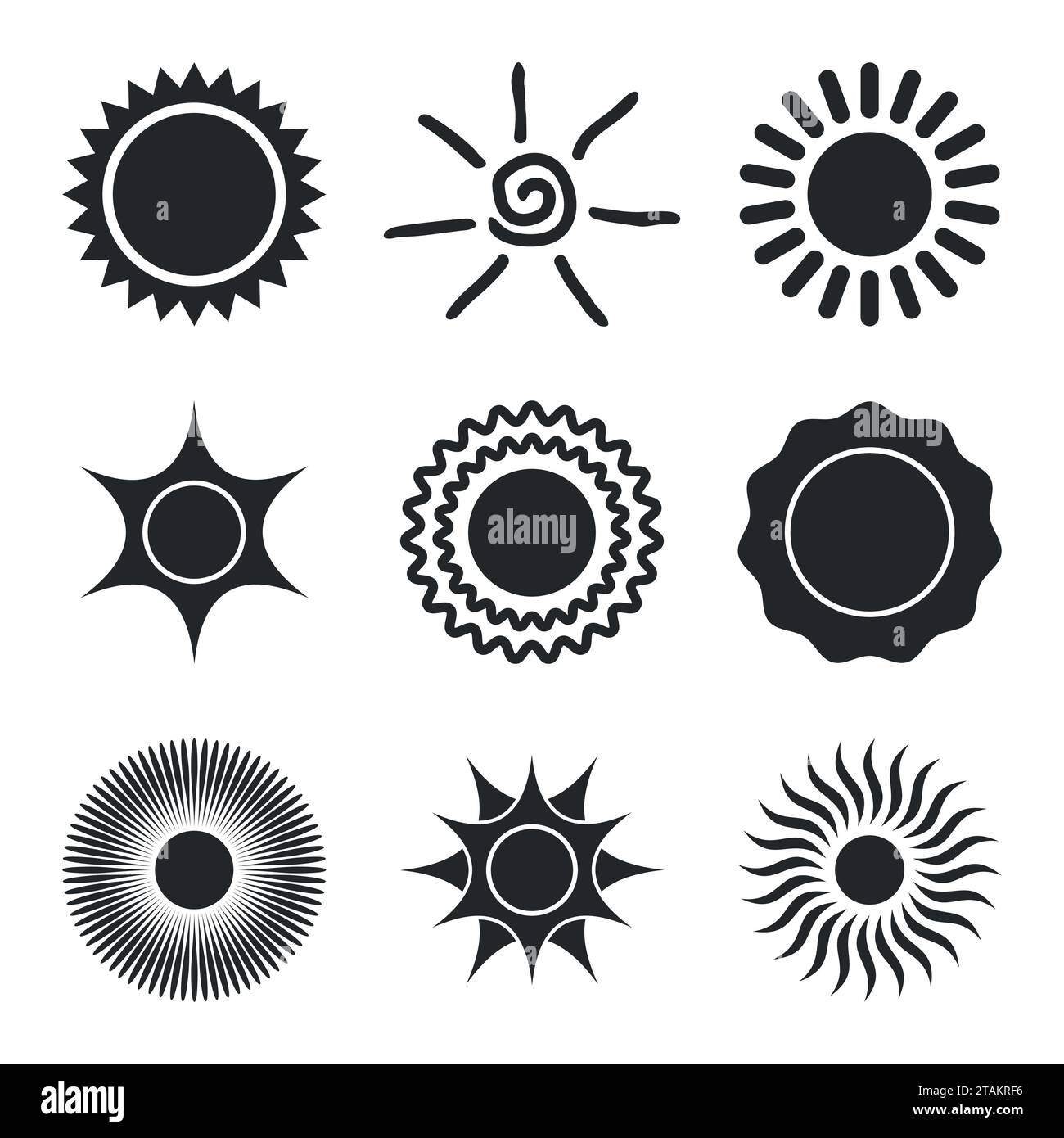 Set of Sun Icons on a white background. Vector Illustration Stock ...