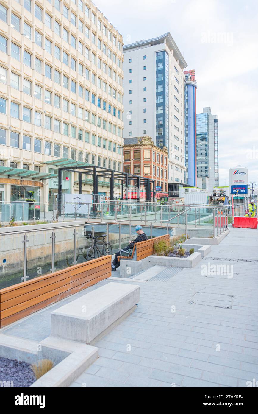 The reopening of Churchill Way Canal in Cardiff's City Centre Stock ...