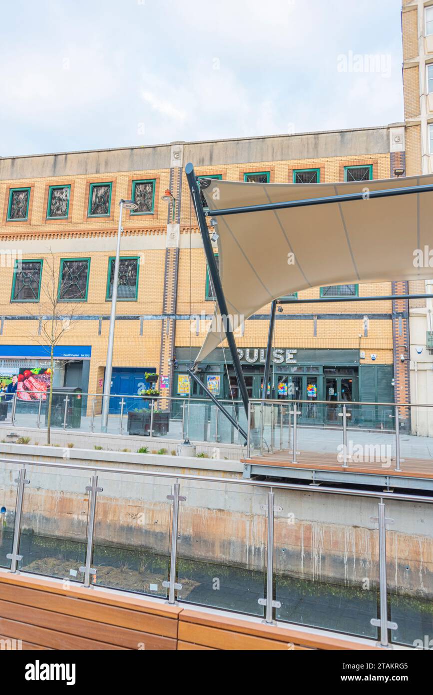 The reopening of Churchill Way Canal in Cardiff's City Centre Stock ...