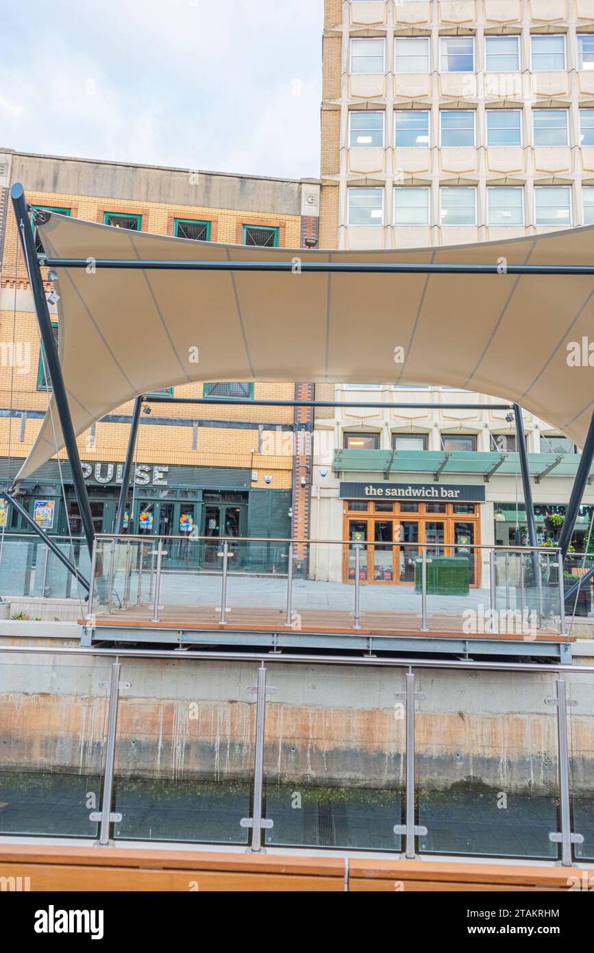 The reopening of Churchill Way Canal in Cardiff's City Centre Stock ...