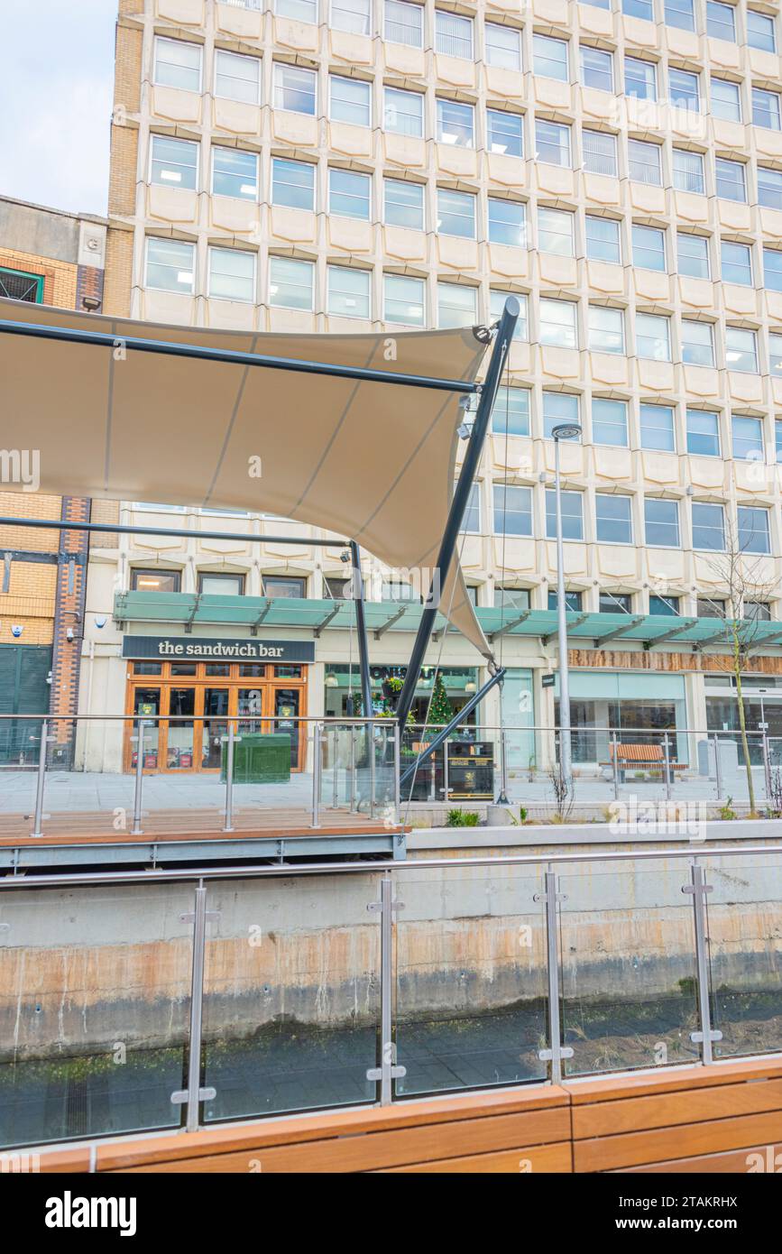 The reopening of Churchill Way Canal in Cardiff's City Centre Stock ...