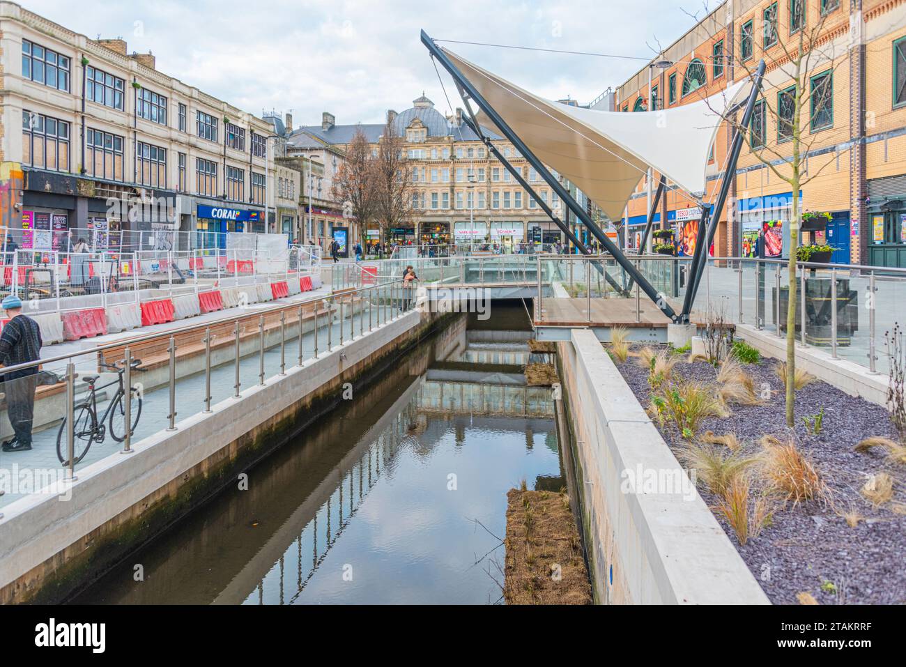 The reopening of Churchill Way Canal in Cardiff's City Centre Stock ...