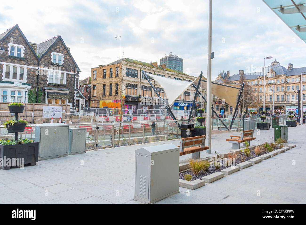 The reopening of Churchill Way Canal in Cardiff's City Centre Stock ...