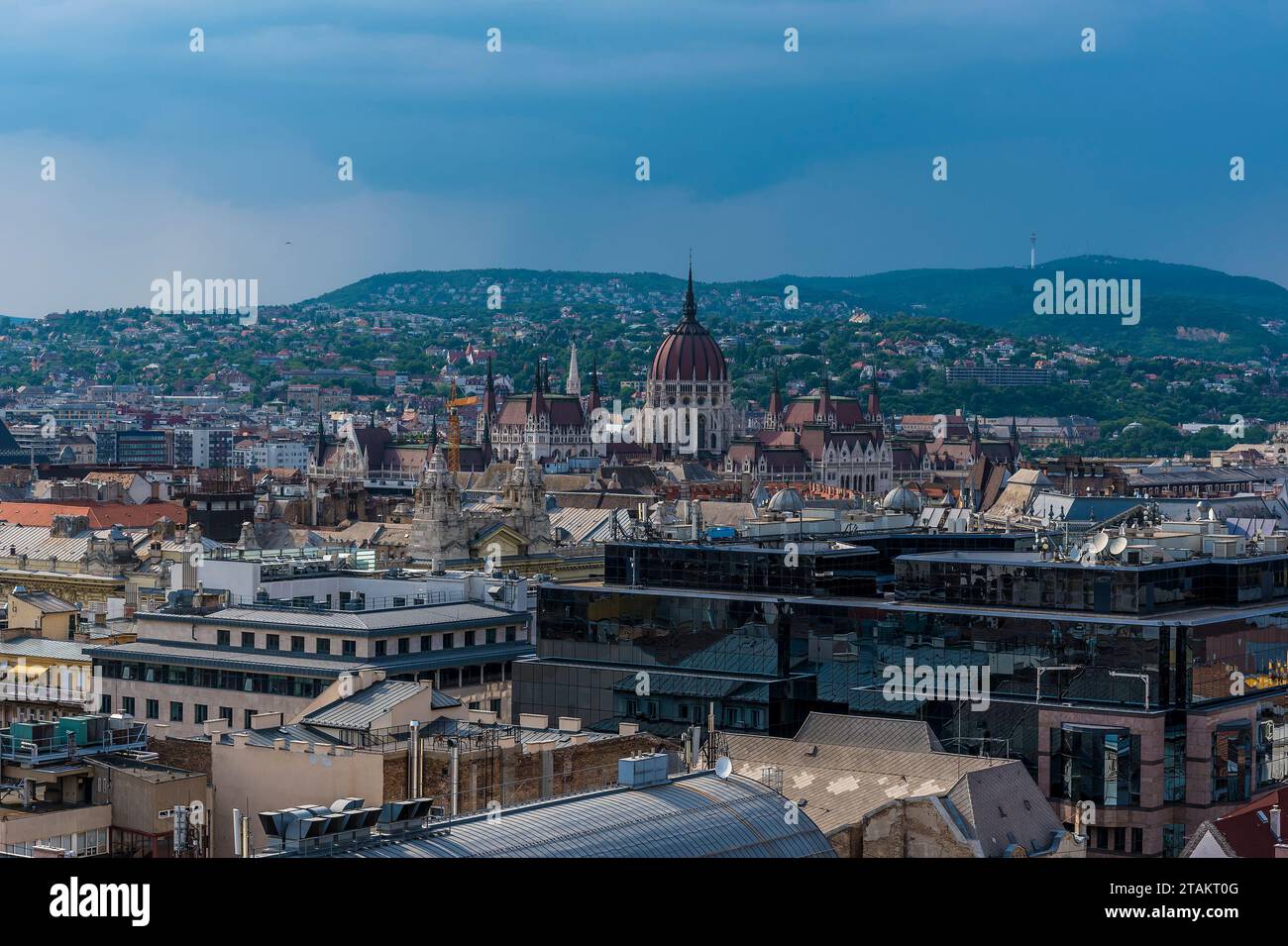 A view from St Stephens Basilica across the rooftops towards the ...